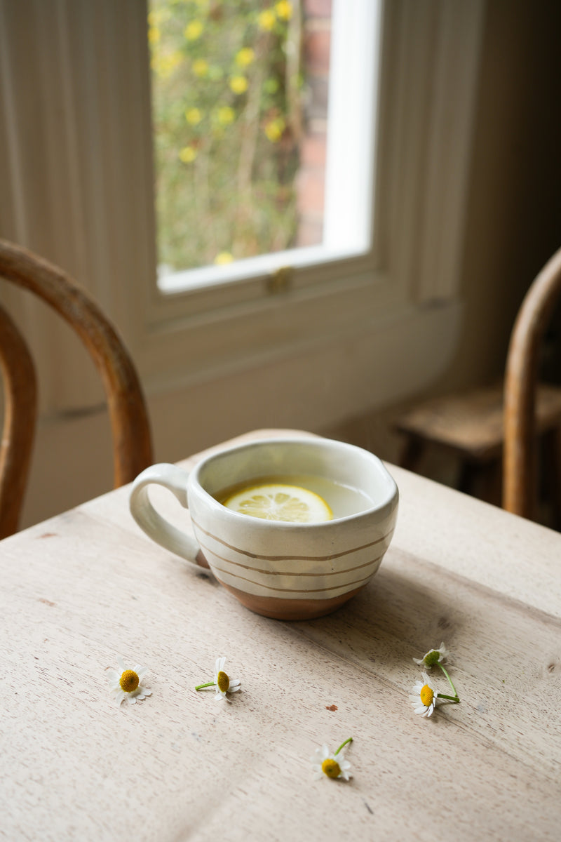 Hand Painted Breton Stripe Tea Cup - Taupe – Morgan Wright Wholesale